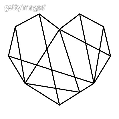 Geometric heart shape vector illustration. Love symbol. Simple linear ...