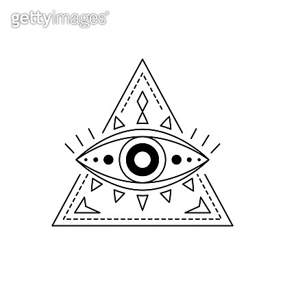 Vector illustration line art mystic eye tattoo. Providence sight amulet ...