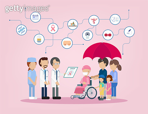 Cancer insurance concept with icons (1295571690) 일러스트, 무료 일러스트, 아이콘, 무료 ...
