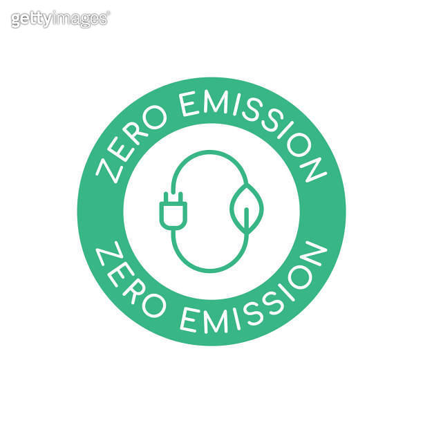 Zero emission symbol, sign, logo, stamp. Stylized number zero with a ...