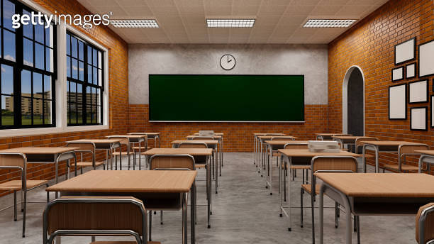 New normal classroom and spacing of tables and chairs to prevent the ...