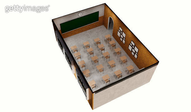 New normal classroom and spacing of tables and chairs to prevent the ...