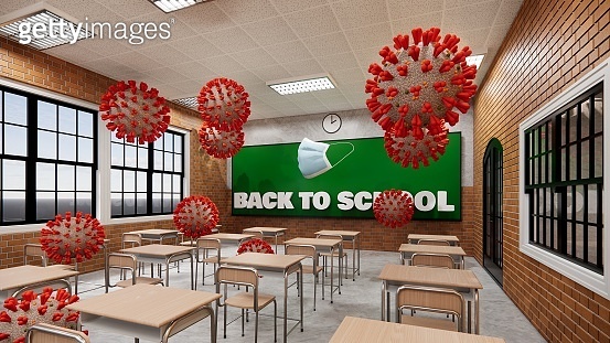 New normal classroom and spacing of tables and chairs to prevent the ...