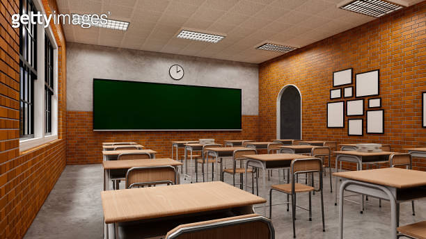 New normal classroom and spacing of tables and chairs to prevent the ...