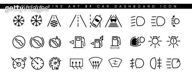 Vector icon set of vehicle dashboard indicators. 이미지 (1304358915) - 게티이미지뱅크