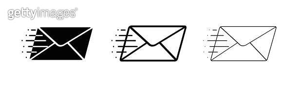 Rapidly advancing Folded text symbol of different thickness. Envelope ...