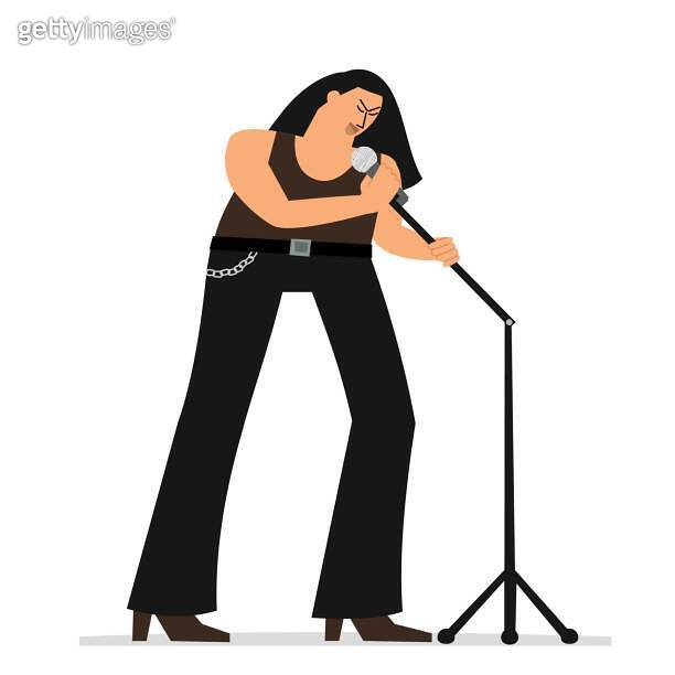 Rock singer with microphone flat vector illustration 이미지 (1357163082 ...