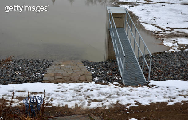 pond sluice, water reservoirs with regulation and concrete dam shaft ...