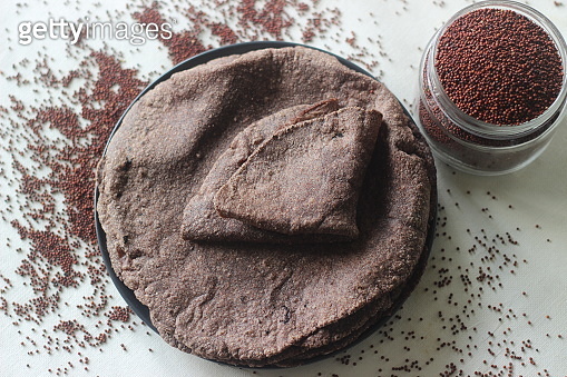 Finger millet Indian flat bread made of finger miller flour. A healthy ...