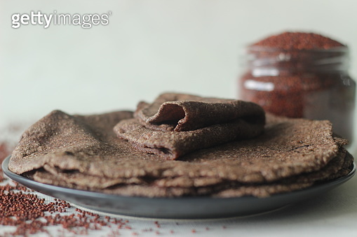 Finger millet Indian flat bread made of finger miller flour. A healthy ...