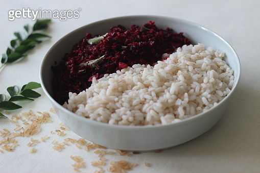 Vegetarian Kerala Lunch which includes boiled Matta rice or red rice ...
