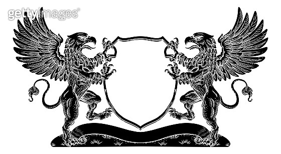Coat of Arms Griffin Crest Griffon Family Shield (1307186120) - 게티이미지뱅크