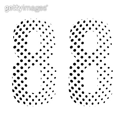 Number Eighty-eight, 88 in halftone. Dotted illustration isolated on a ...
