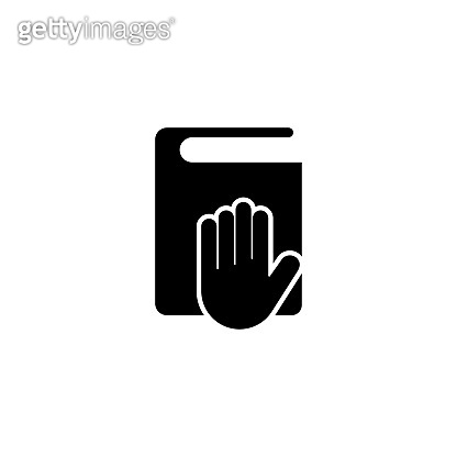 Taking Oath, Hand on Constitution or Bible. Flat Vector Icon ...