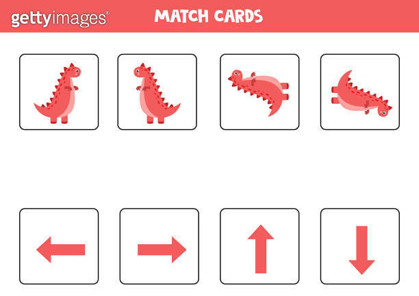 Spatial orientation for kids with cute cartoon tyrannosaurus. 이미지 ...