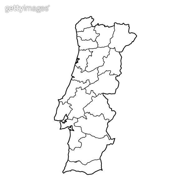 Outline map of Portugal. 이미지 (1322825262) - 게티이미지뱅크