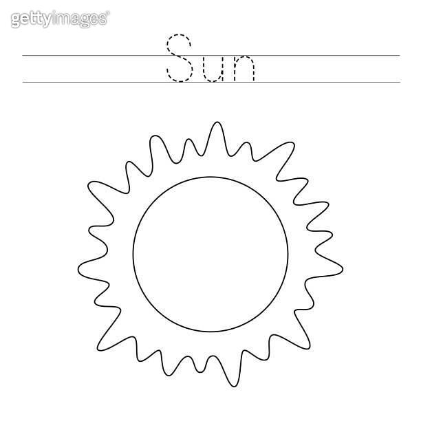 Tracing letters with Sun. Writing practice for kids. (1306611093) - 게티이미지뱅크