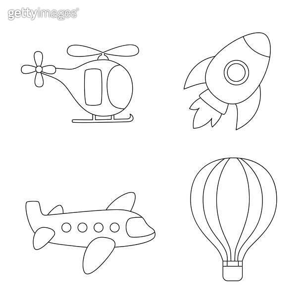 Color air transport. Coloring page for kids. 이미지 (1306610979) - 게티이미지뱅크
