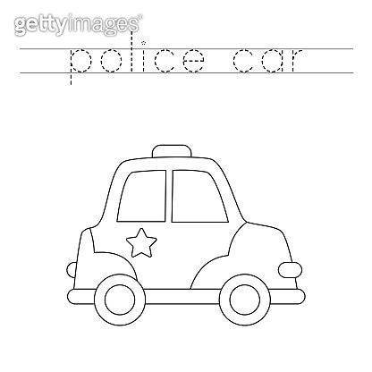 Tracing letters with cartoon police car. Writing practice. (1305919179 ...