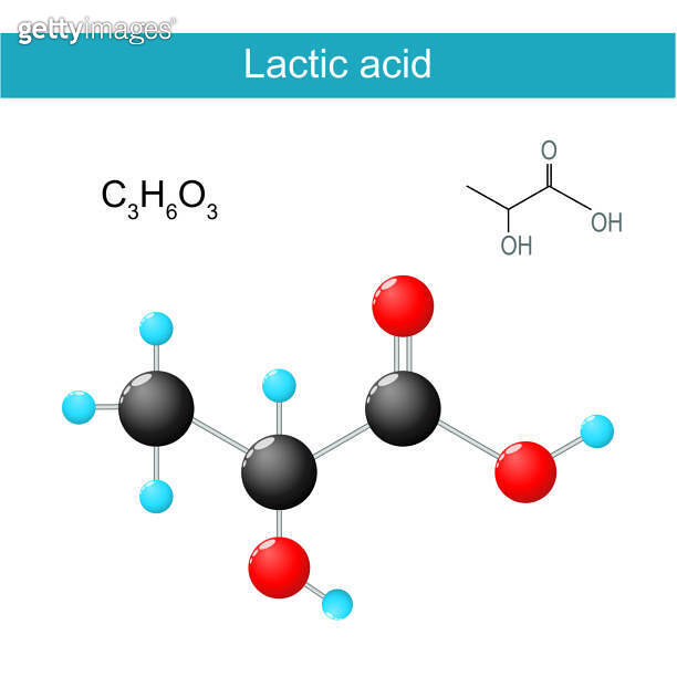 Lactic acid molecular formula. 이미지 (1356423999) - 게티이미지뱅크