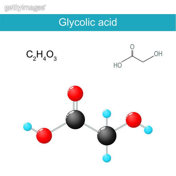 Glycolic acid molecular formula 이미지 (1356429572) - 게티이미지뱅크