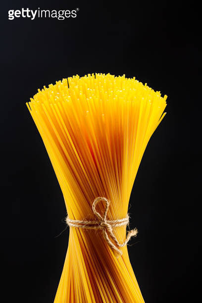 macaroni unprepared raw rope tied spaghetti from durum wheat handmade ...