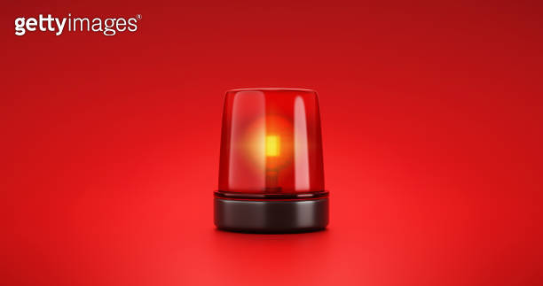 Red emergency siren urgency alert and security police attention light ...