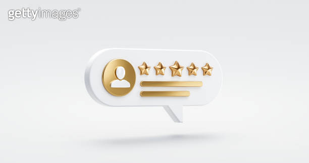 Five gold star rate review customer experience quality service excellent feedback concept on ...