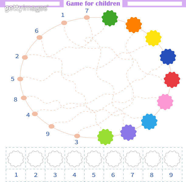 Worksheet for children. Draw the lines. from number to color. Paint an ...