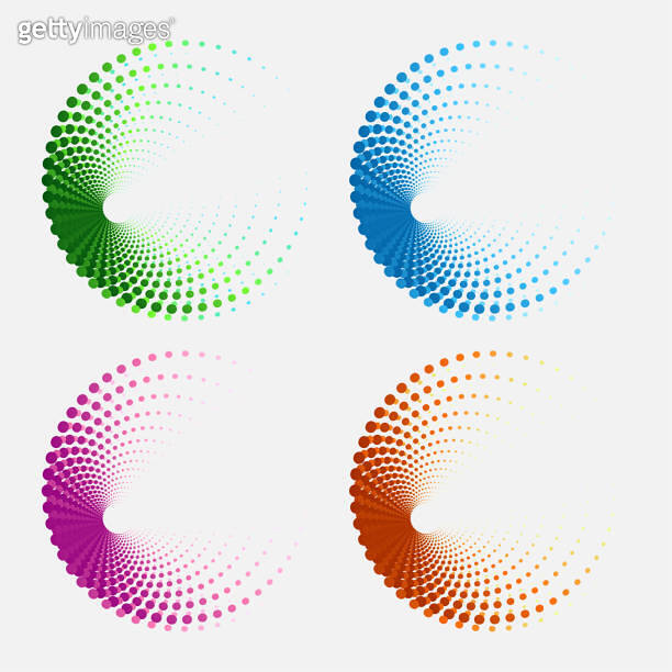 set of colors spiral spots pattern for design 이미지 (1323129848) - 게티이미지뱅크