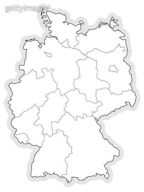 Contour map of Germany - black and white vector illustration ...