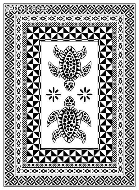 Turtle pattern inspired by Fiji and Pacific Islands traditional design ...