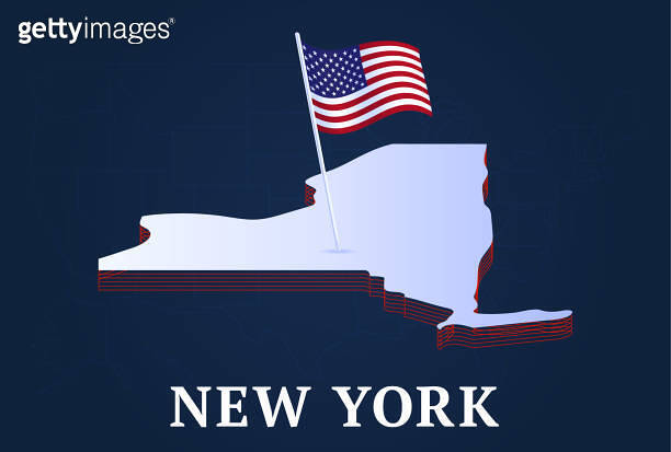 new york state Isometric map and USA national flag 3D isometric shape ...