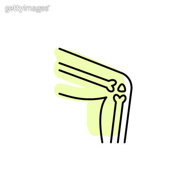 Knee, leg, bone with color shadow vector icon in bone injury set 이미지 ...