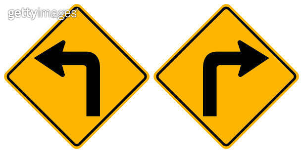 Turn Left and Turn Right Traffic Road Sign,Vector Illustration, Isolate ...