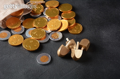 Hanukkah Chocolate shekel Coins. Delicious chocolate shekels in golden ...