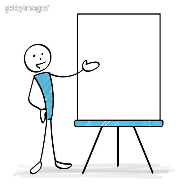 Stickman: A person explaining in front of the board (1300443159) 일러스트 ...