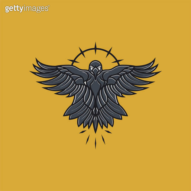 Simple And Bold Of Grey Colored Raven Symbol Vector Illustration ...