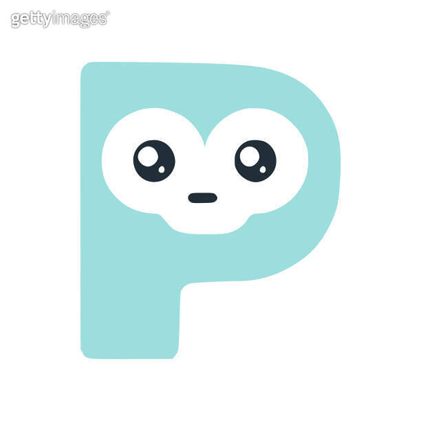 Letter p cute kawaii character, funny smiley clip art isolated on white ...