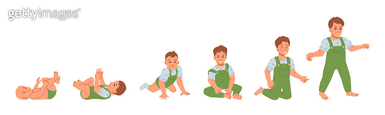 Baby boy development and growth, isolated kid from first day of life ...