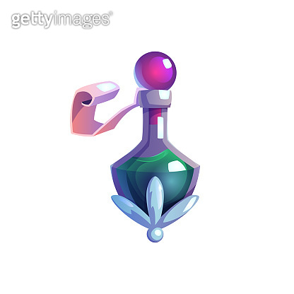 Potion bottle, Halloween party object alchemy liquid in bottle with ...
