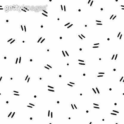 Seamless pattern with scattered dots and short lines hand drawn. Simple ...