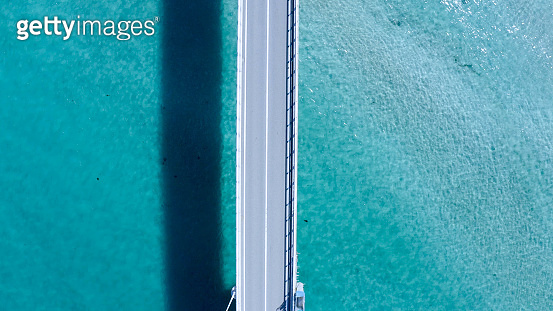 White sand beach."Tsunoshima Bridge" in Yamaguchi Prefecture, Japan. A ...