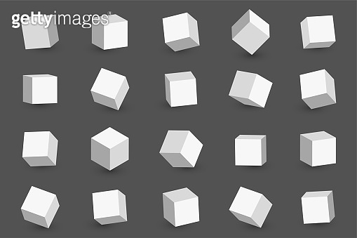 3d cubes in different perspective, angles and isometric view. White ...