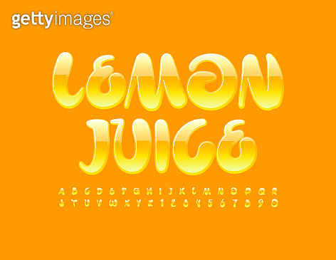 Vector creative sign Lemon Juice. Handwritten Alphabet Letters and ...