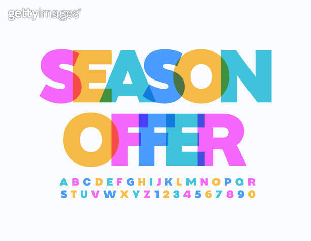 Vector promo poster Season Offer. Artistic Alphabet Letters and Numbers ...