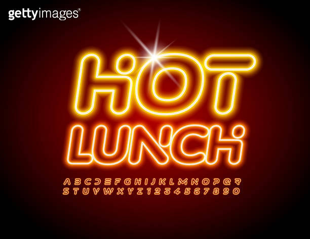 Vector colorful logo Hot Lunch for Cafe, Menu, Restaurant. Electric ...