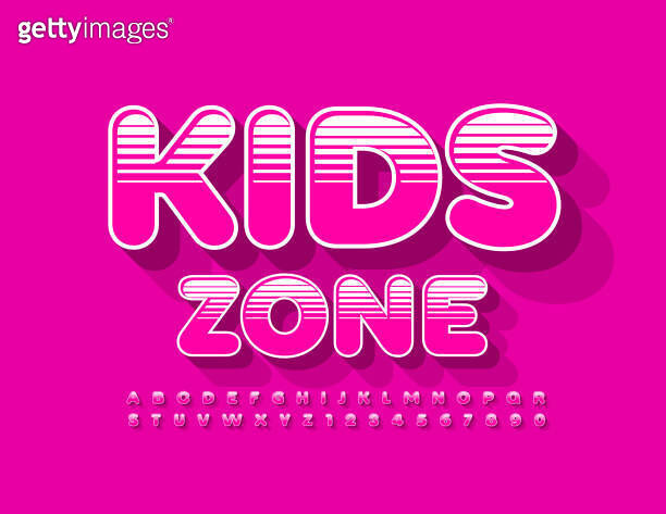 Vector bright sign Kids Zone. Alphabet Letters and Numbers set with ...