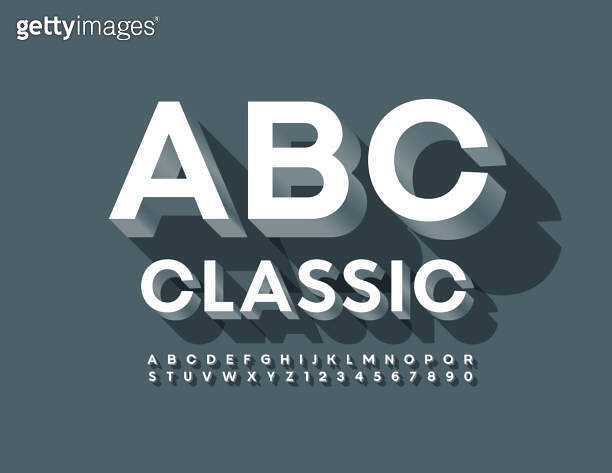 Vector Classic Alphabet. Simple 3D Font 이미지 (1323924032) - 게티이미지뱅크