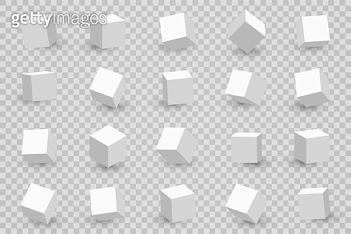 3d cubes in different perspective, angles and isometric view. White ...
